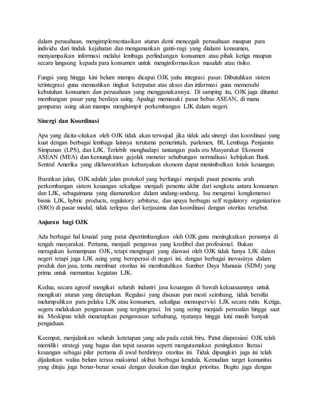 Kompleksitas produk jasa keuangan, mea, tantangan bagi ojk | DOCX