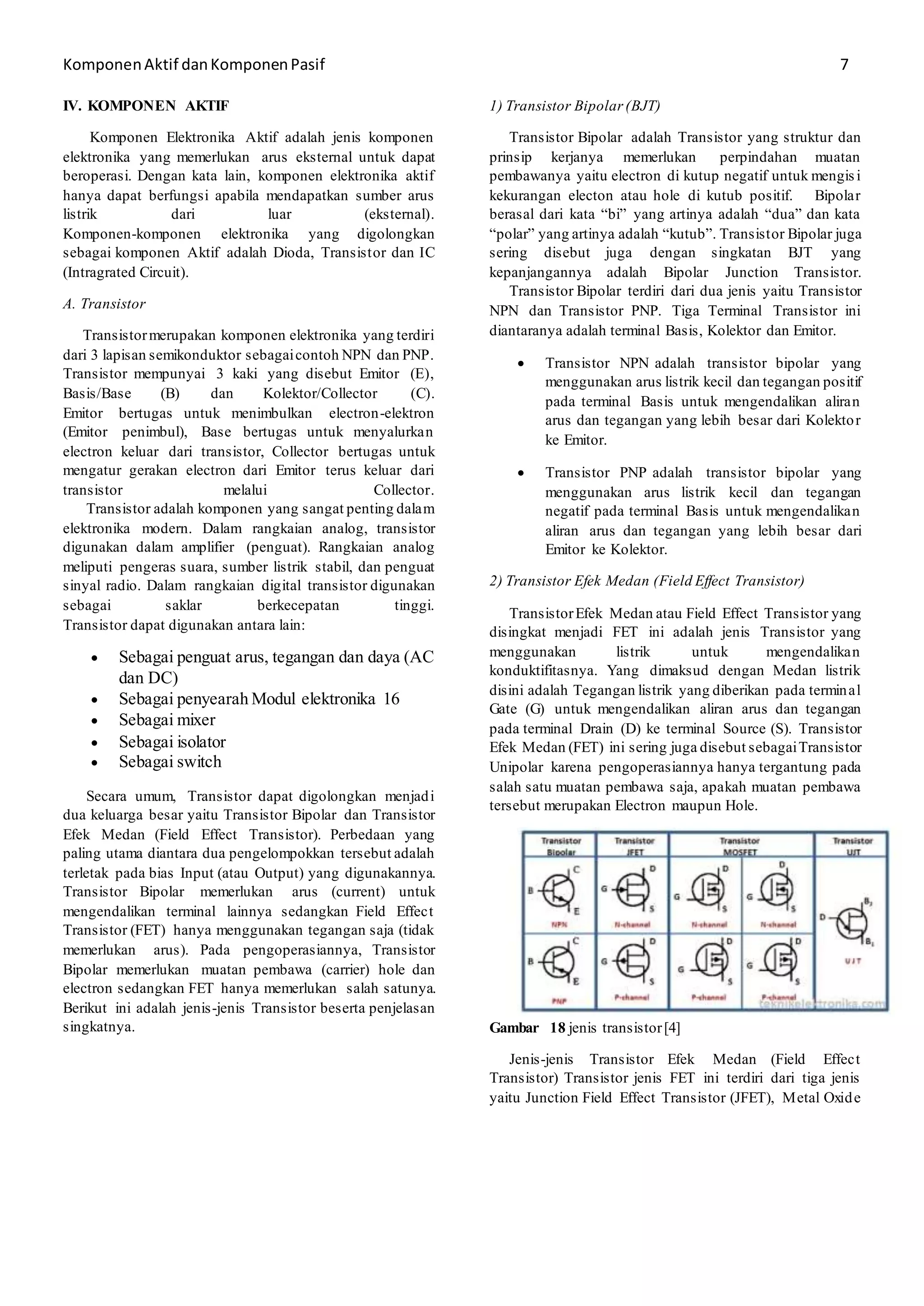 Paper Komponen aktif dan komponen pasif | DOCX