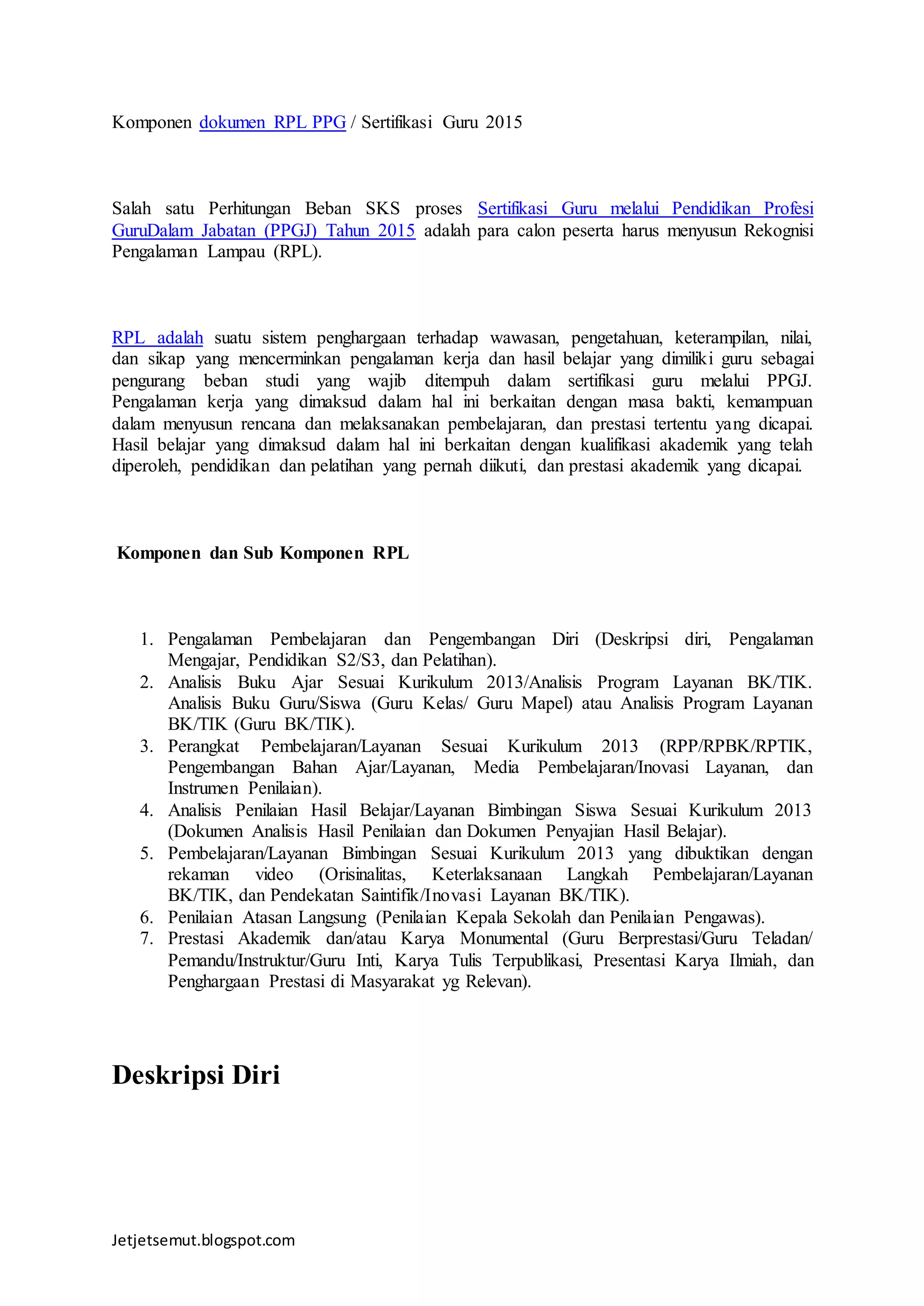 Komponen dokumen rpl_ppg_2015 | DOCX