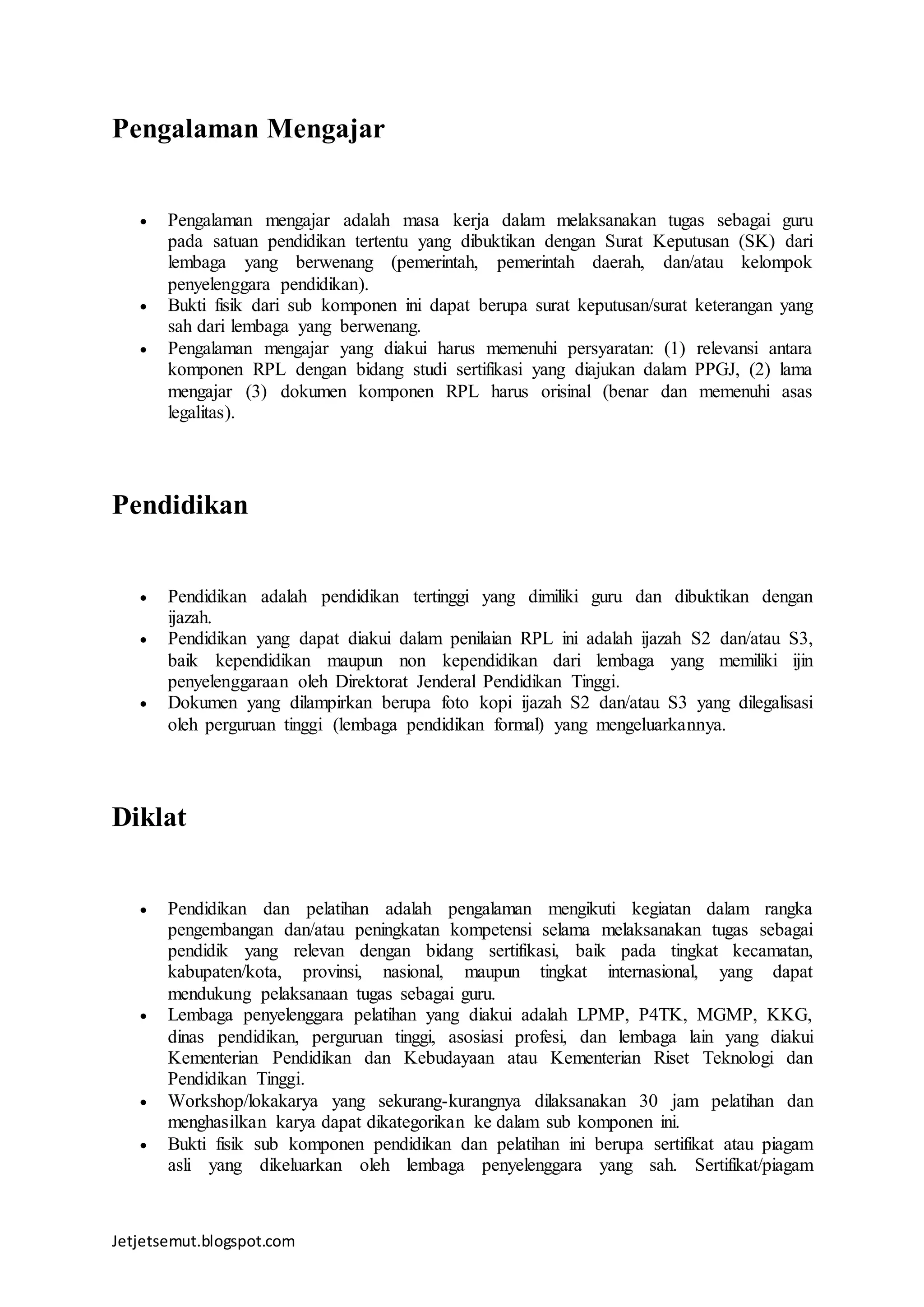 Komponen dokumen rpl_ppg_2015