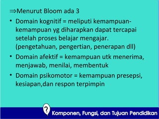 Komponen, fungsi, dan tujuan pendidikan - ilmu pendidikan | PPT