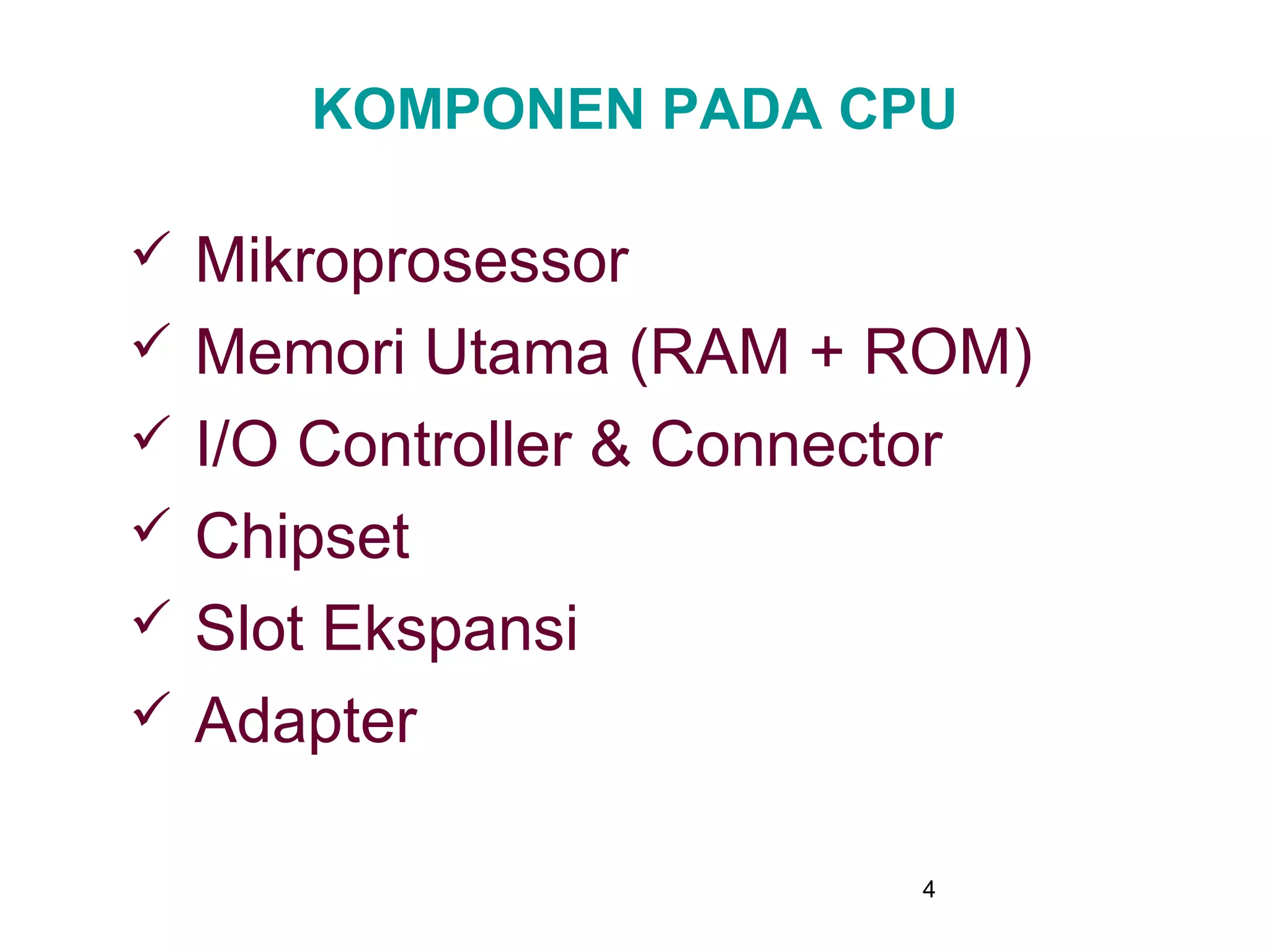 Komponen hardware Komputer | PPT