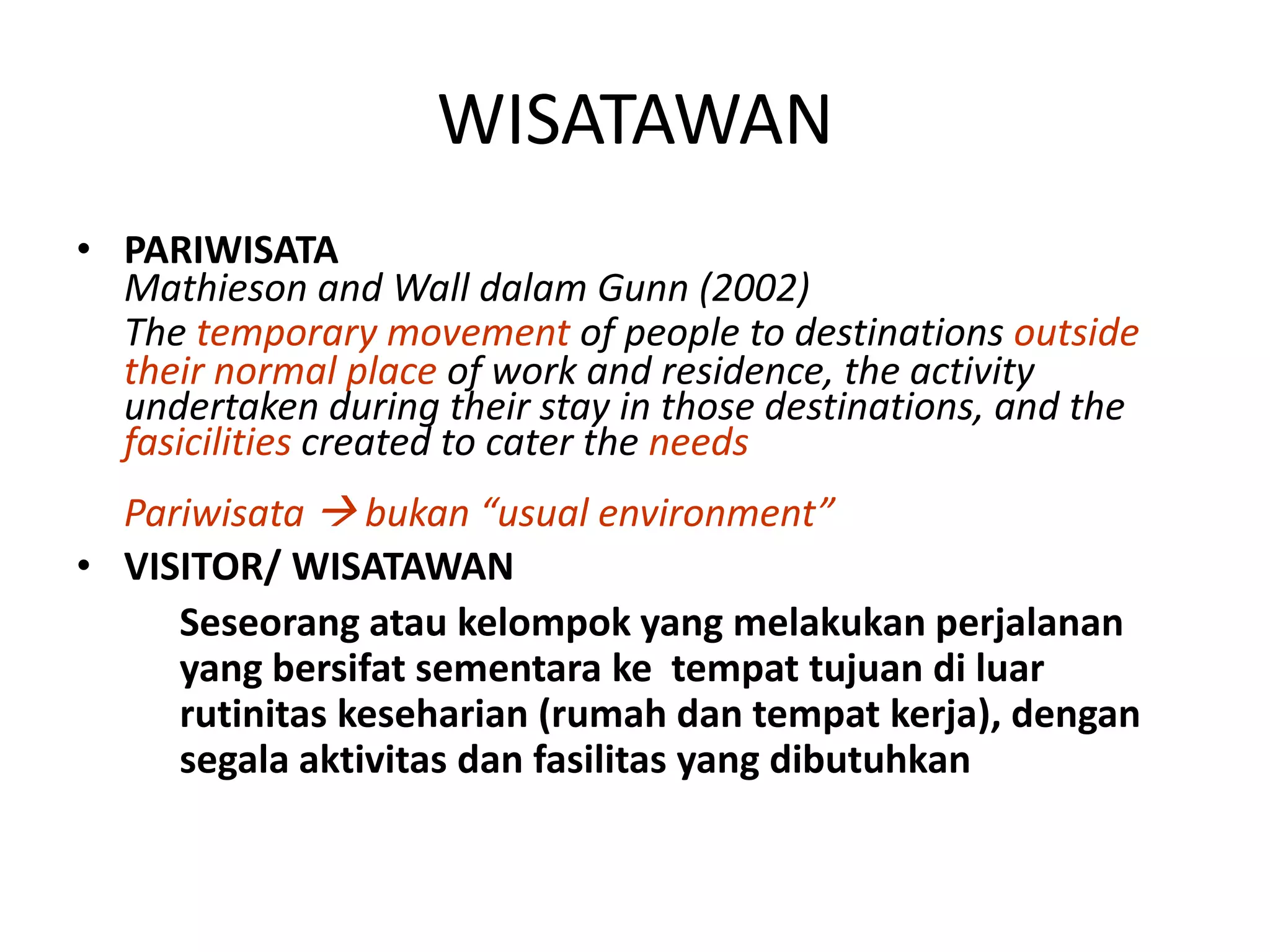 Komponen kegiatan pariwisata | PPTX