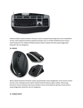 Komponen – komponen komputer dan fungsinya | PDF