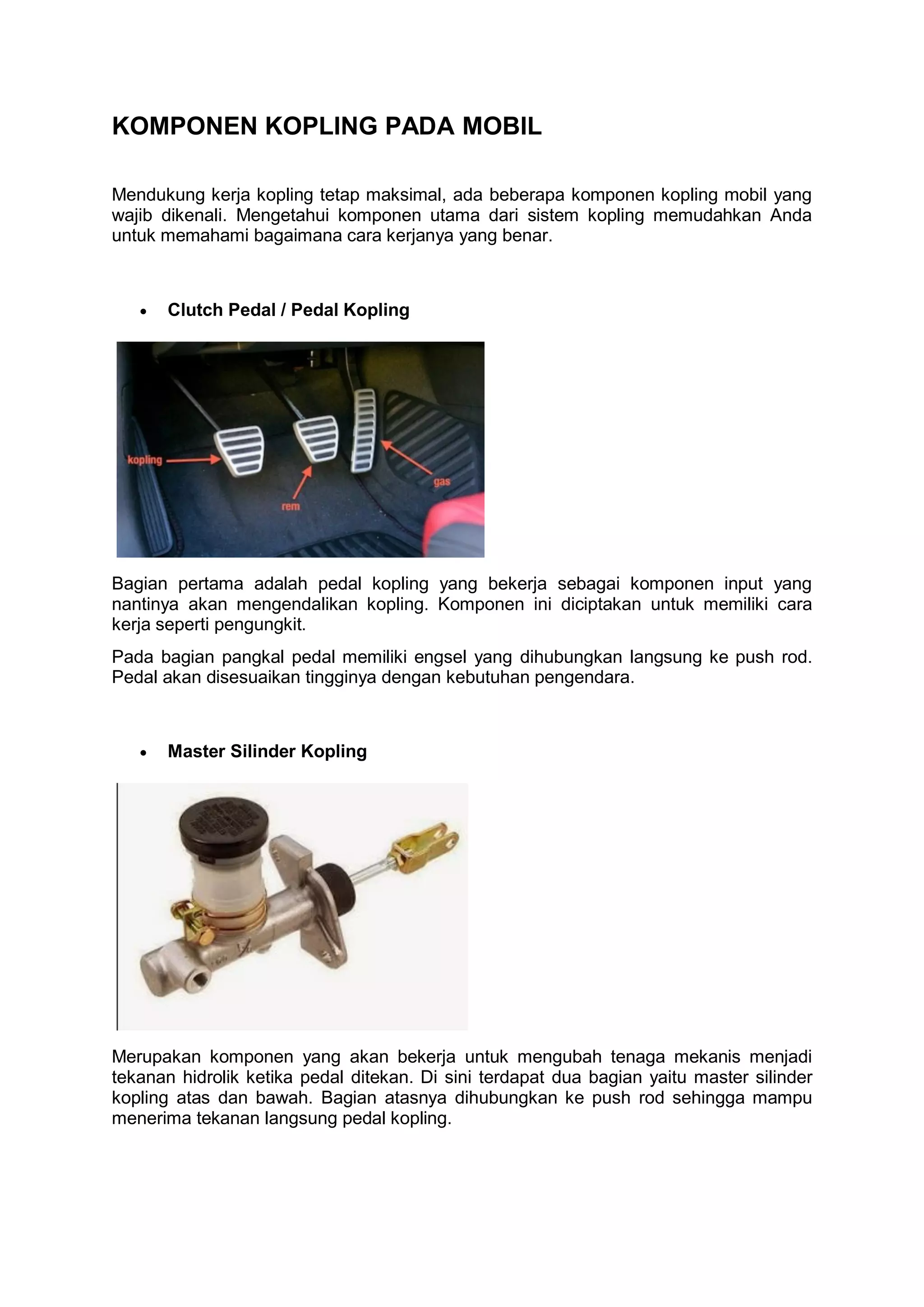 Komponen kopling pada mobil | PDF