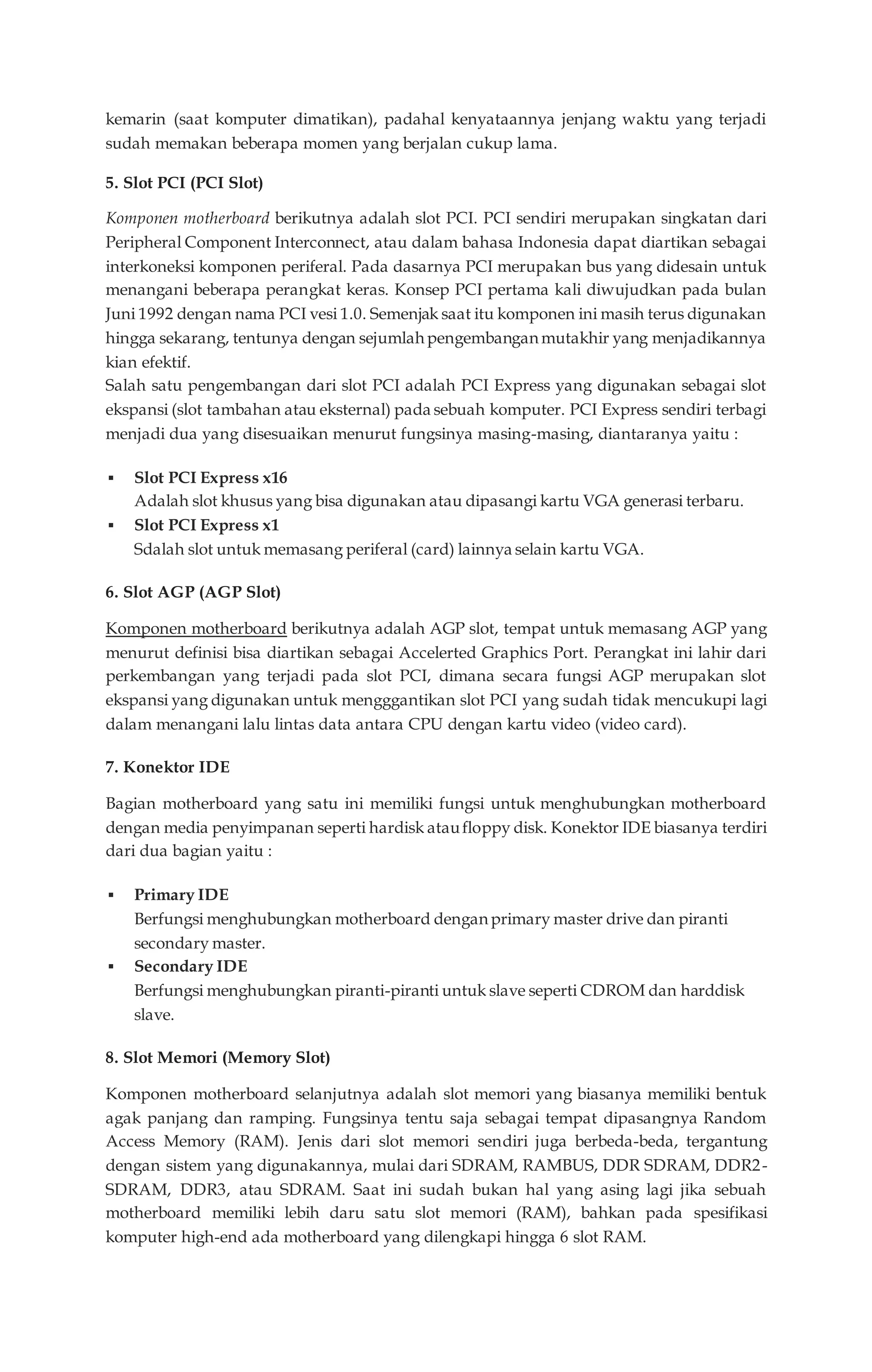 Komponen motherboard | DOCX