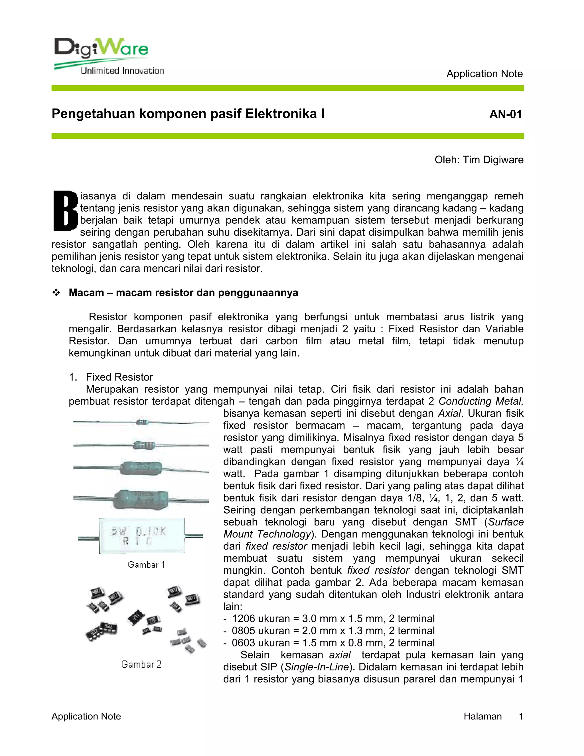 Komponen pasif elektronika | PDF