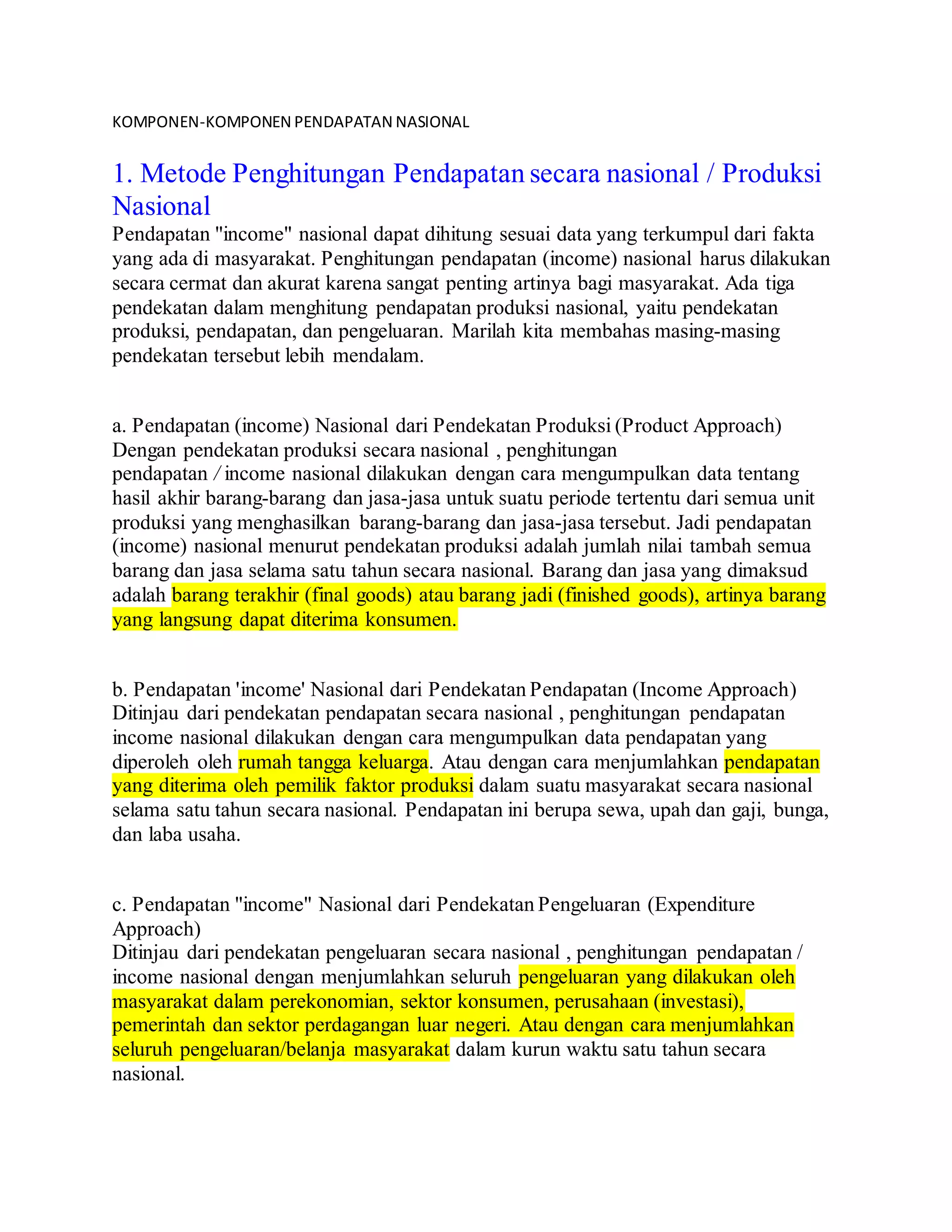 KOMPONEN PENDAPATAN NASIONAL | DOCX