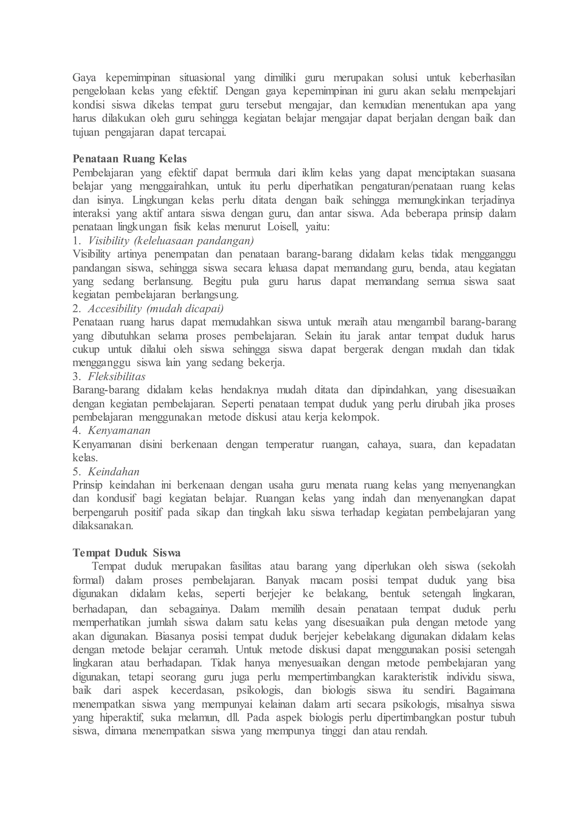 Komponen pengelolaan kelas | DOCX