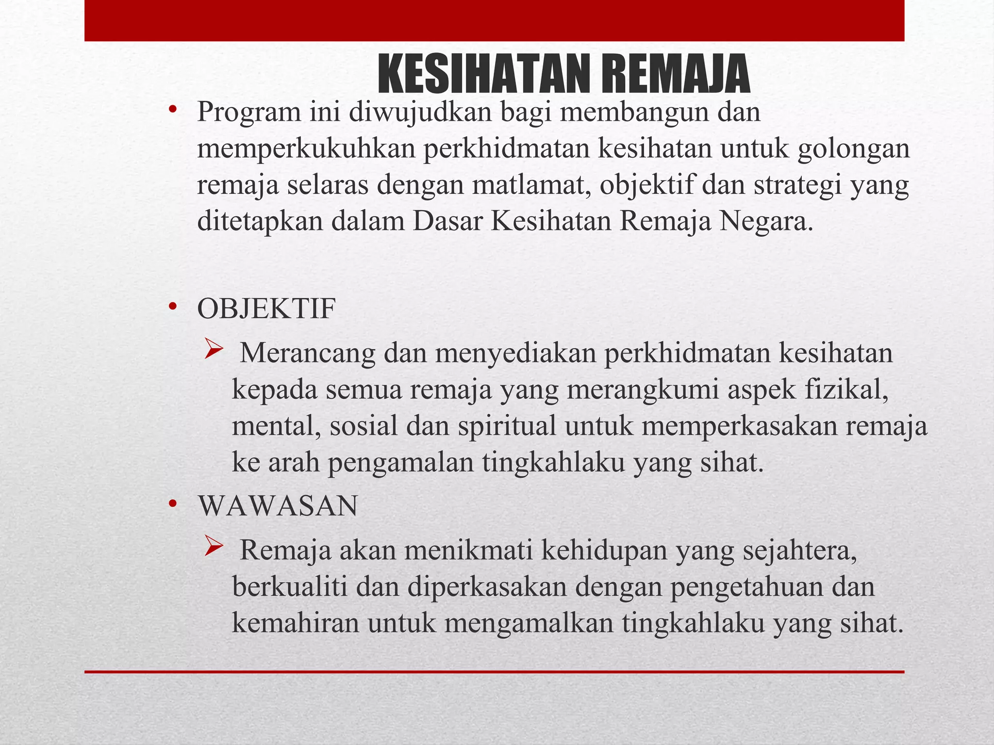 KOMPONEN PERKHIDMATAN KESIHATAN KELUARGA | PPT