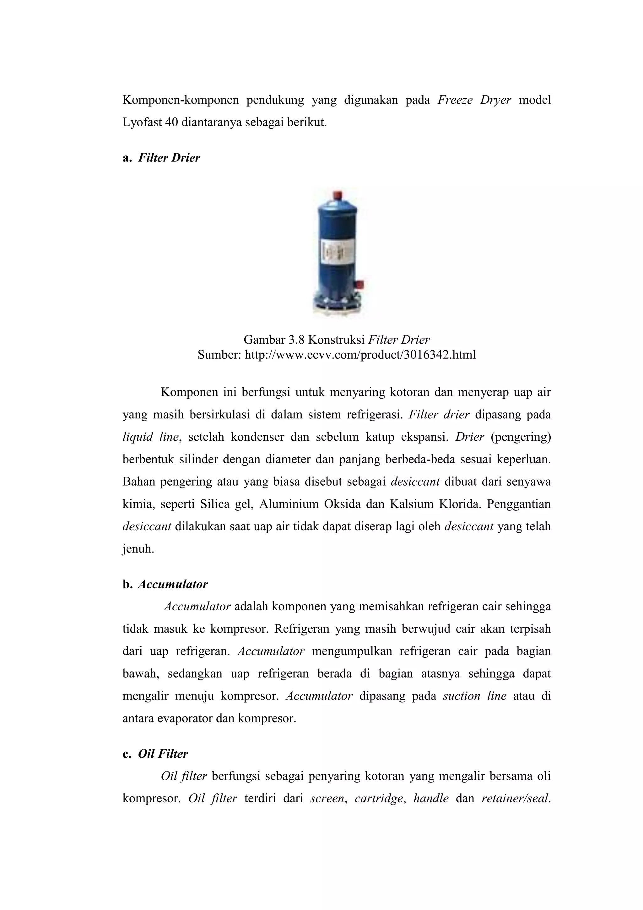 Komponen sistem refrigerasi pada freeze dryer | DOCX