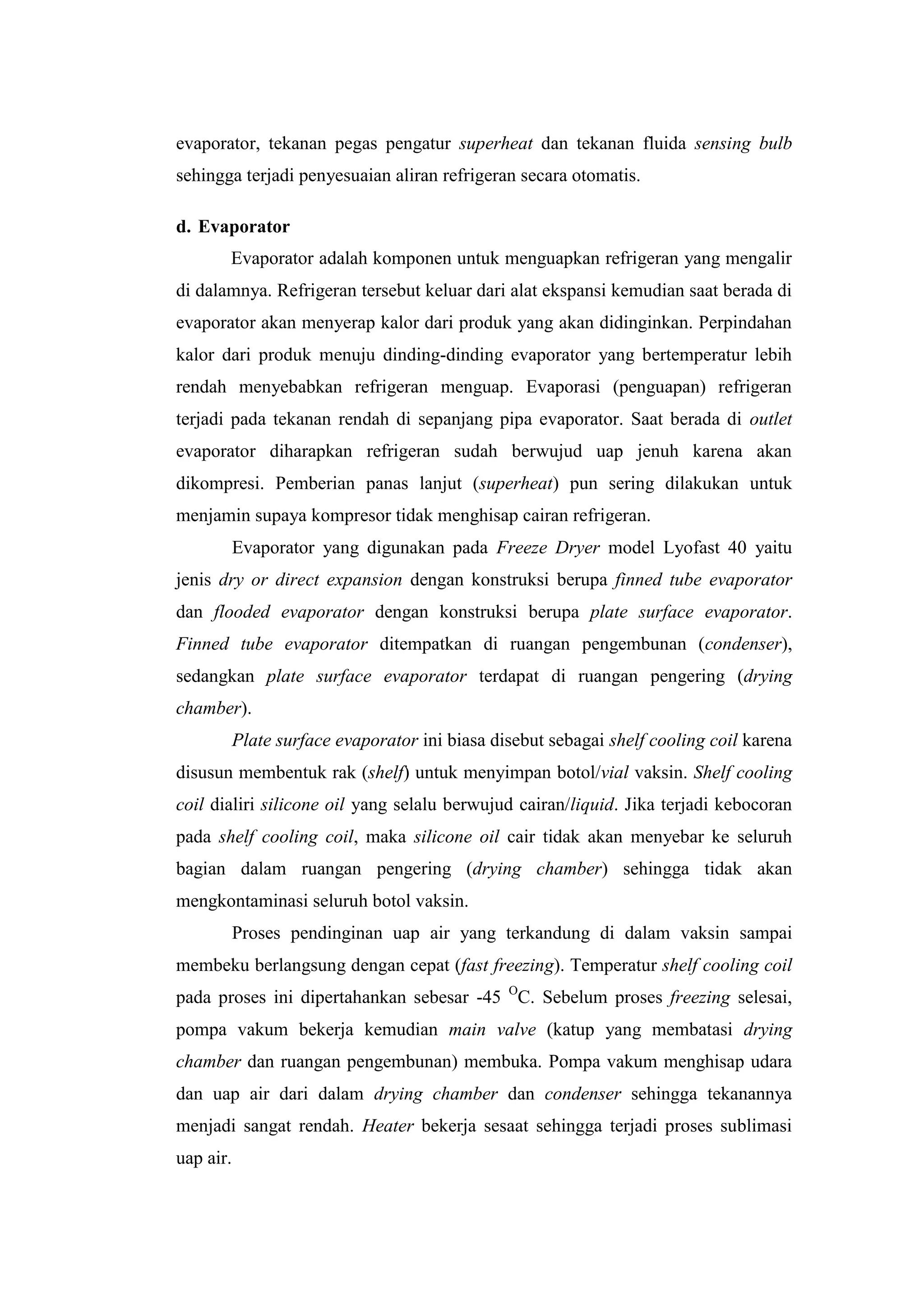 Komponen sistem refrigerasi pada freeze dryer | DOCX