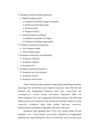 Komponen sistem refrigerasi pada freeze dryer | DOCX