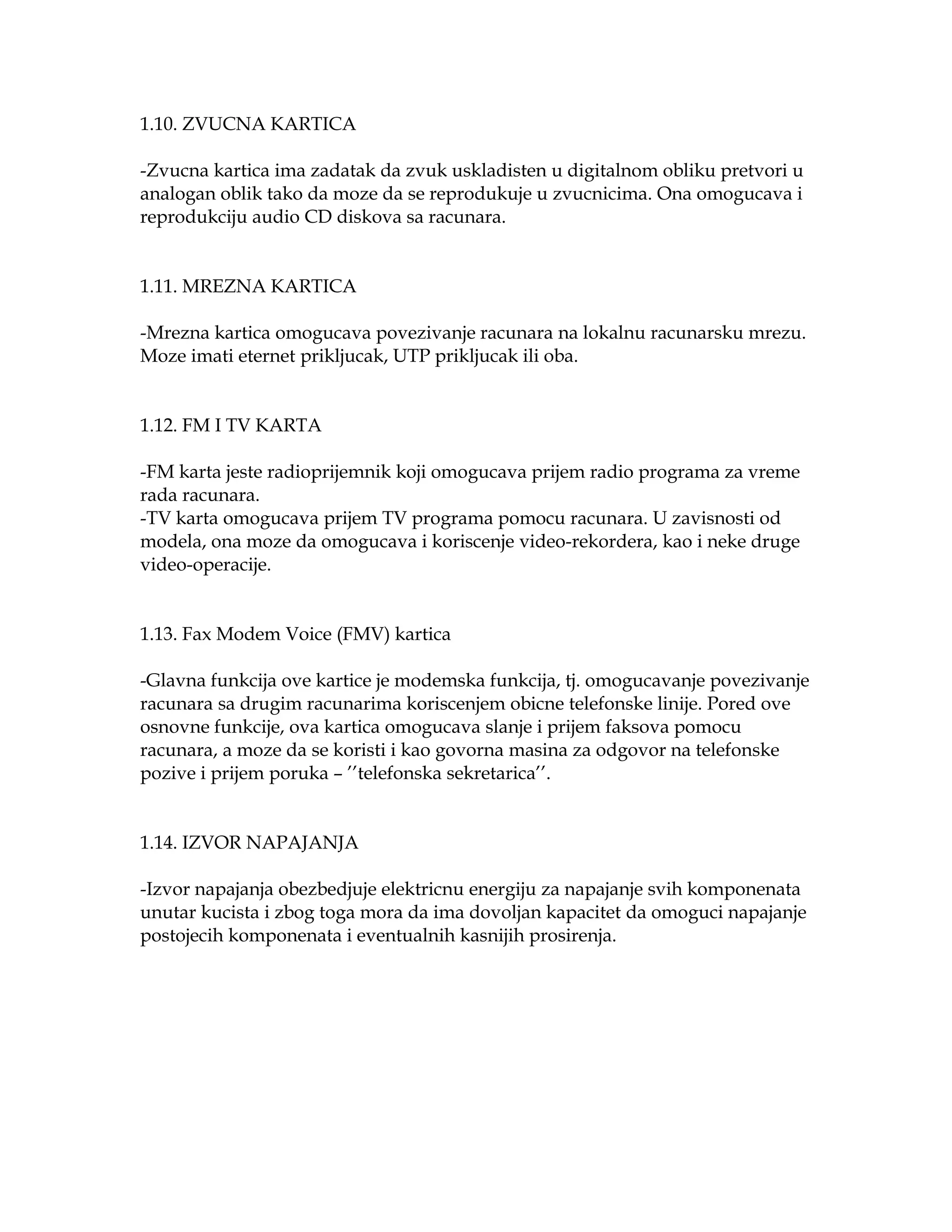 Komponente hardvera PC-a | DOC