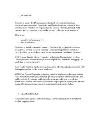 Komponente hardvera PC-a | DOC