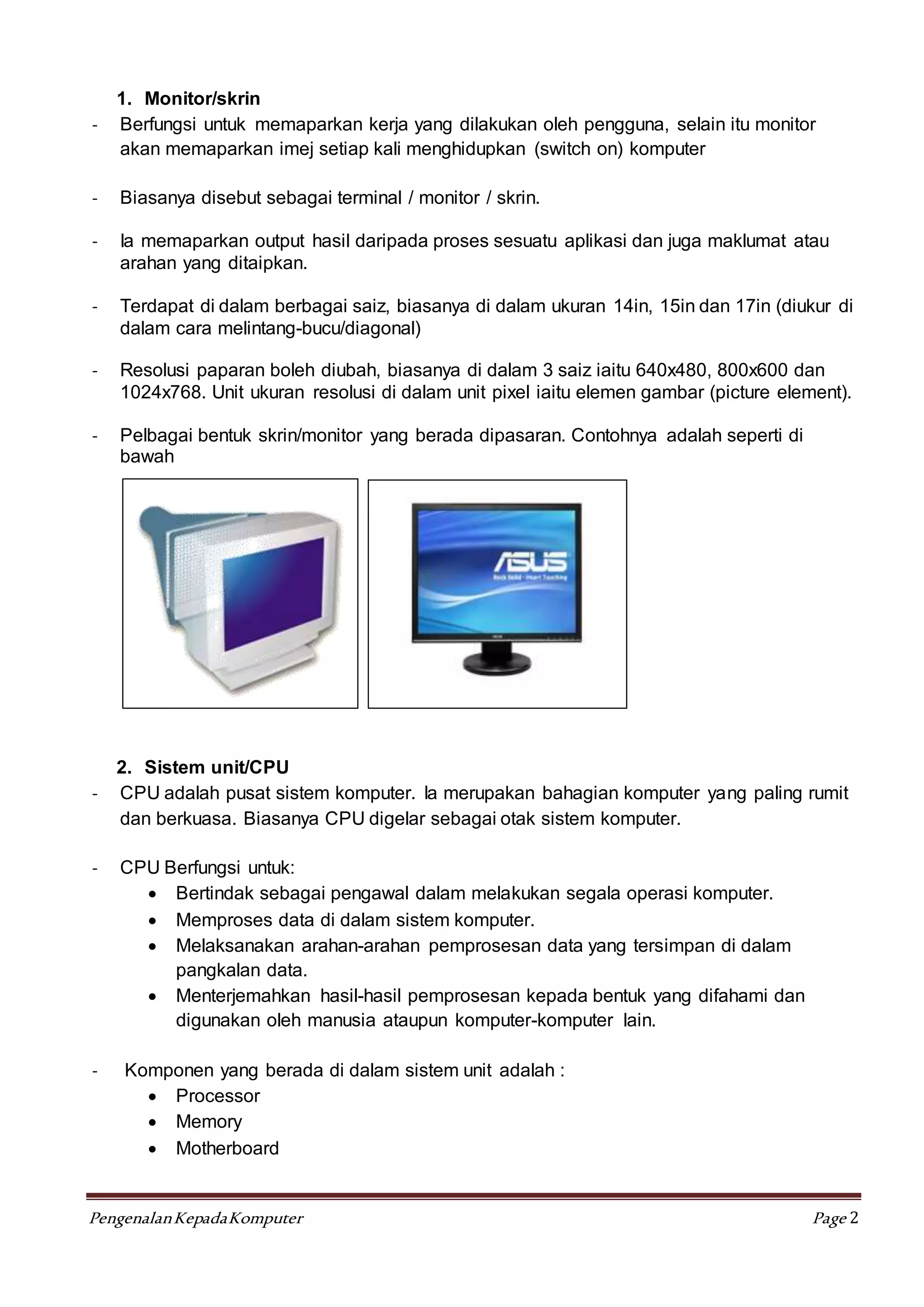 Komponen utama komputer | DOCX