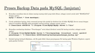 Komporasi backup cassandra dengan my sql | PPT