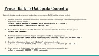 Komporasi backup cassandra dengan my sql | PPT