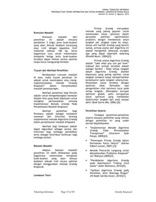 PENERAPAN METODE GREEDY KNAPSACK DALAM MENENTUKAN KOMPOSISI BUAH PADA ...