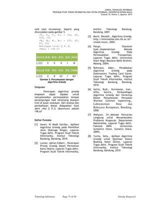 PENERAPAN METODE GREEDY KNAPSACK DALAM MENENTUKAN KOMPOSISI BUAH PADA MASALAH KERANJANG | PDF