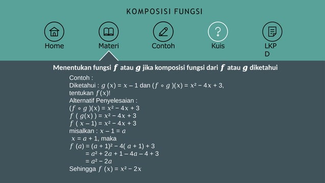 Komposisi fungsi dan sifat-sifat komposisi fungsi | PPTX