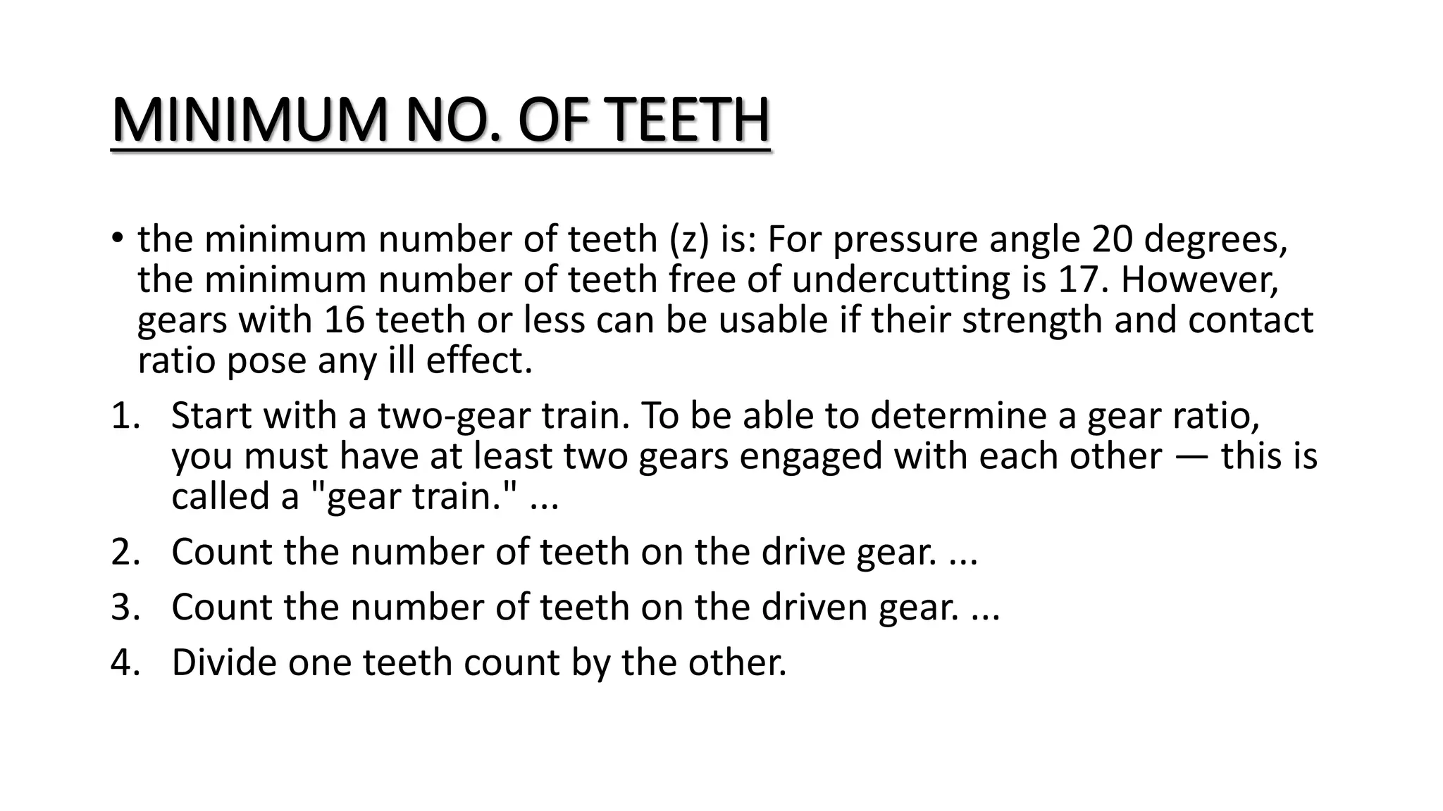 presentation on CENTRE DISTANCE VARIATION,MINIMUM NUMBER OF TEETH ...