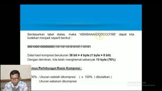 Kompresi Data Alg Huffman_YA. Prinsip kerja algoritma Huffman adalah mengkodekan setiap karakter ...