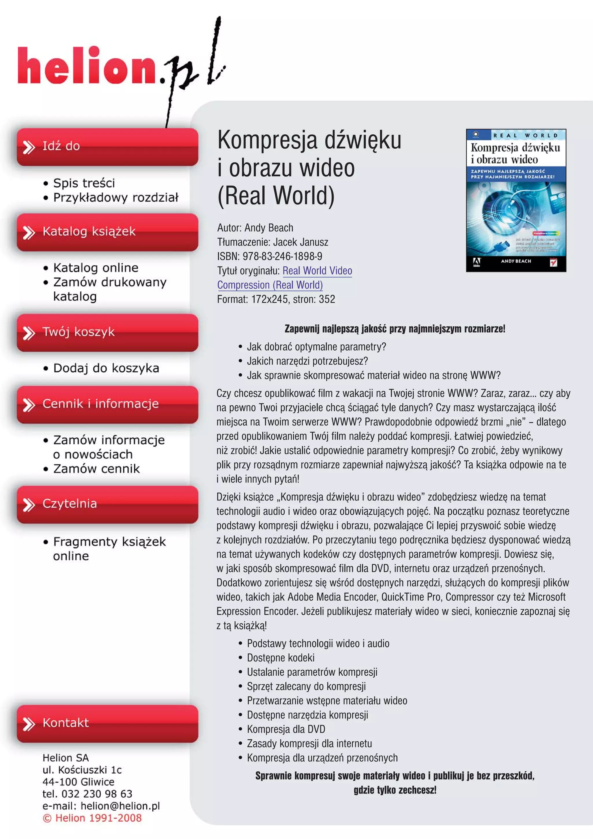 Kompresja dźwięku i obrazu wideo Real World | PDF