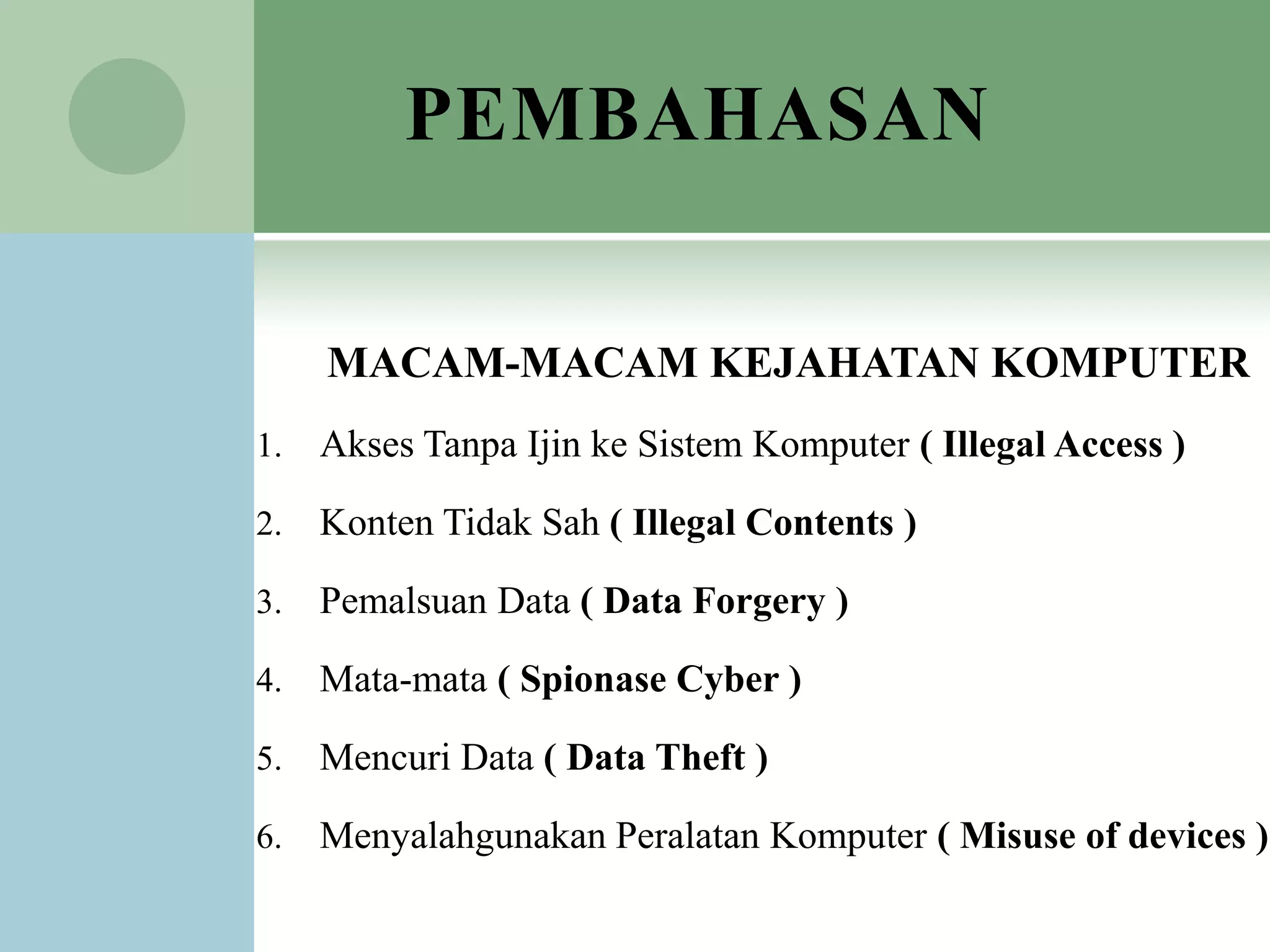 Komputer dan kejahatan (CYBER CRIME) | PPTX