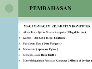 Komputer dan kejahatan (CYBER CRIME) | PPTX