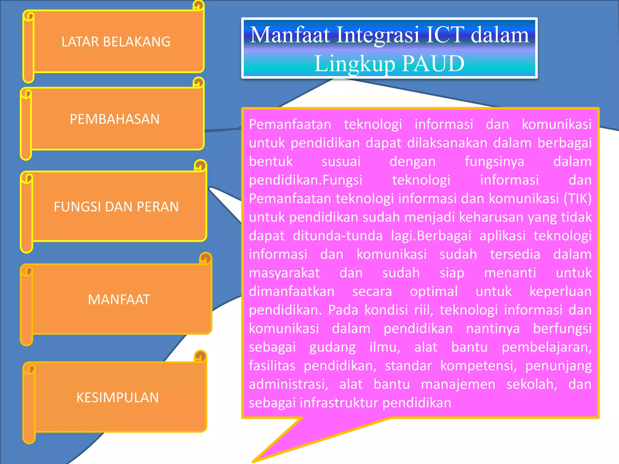 Integrasi ICT Dalam Ruang Lingkup PAUD | PPTX