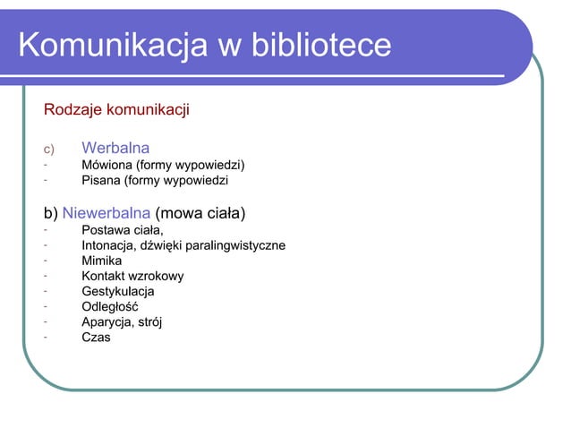 Komunikacja w bibliotece | PPT