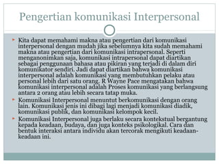 Maksud Komunikasi Interpersonal