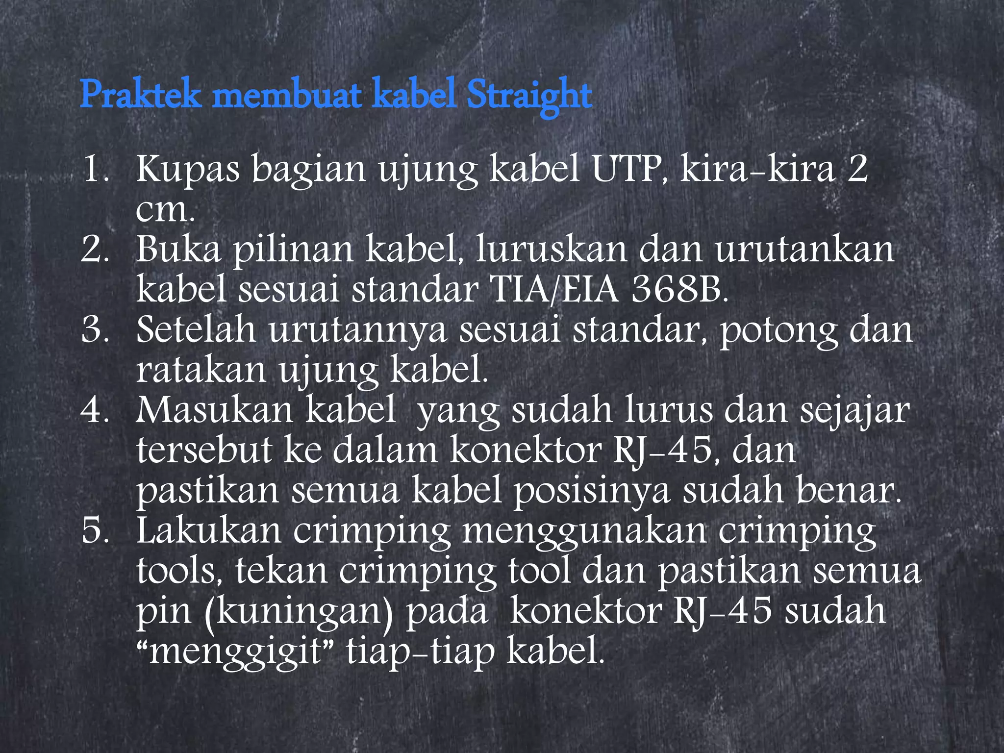 Komunikasi dengan kabel UTP Straight | PPTX