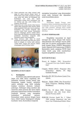 penjelasan tentang bagaimana cara komunikasi yang baik terhadap lansia | PDF