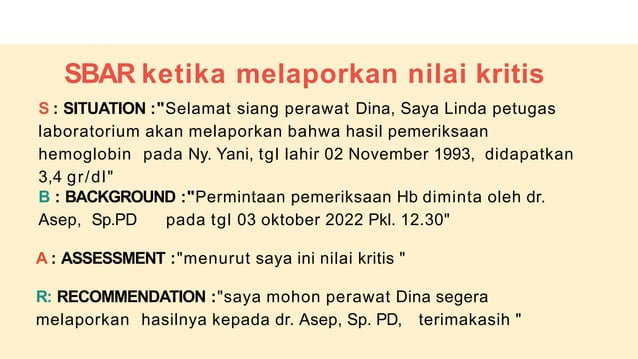 KOMUNIKASI SBAR (contoh pelatihan).pptx