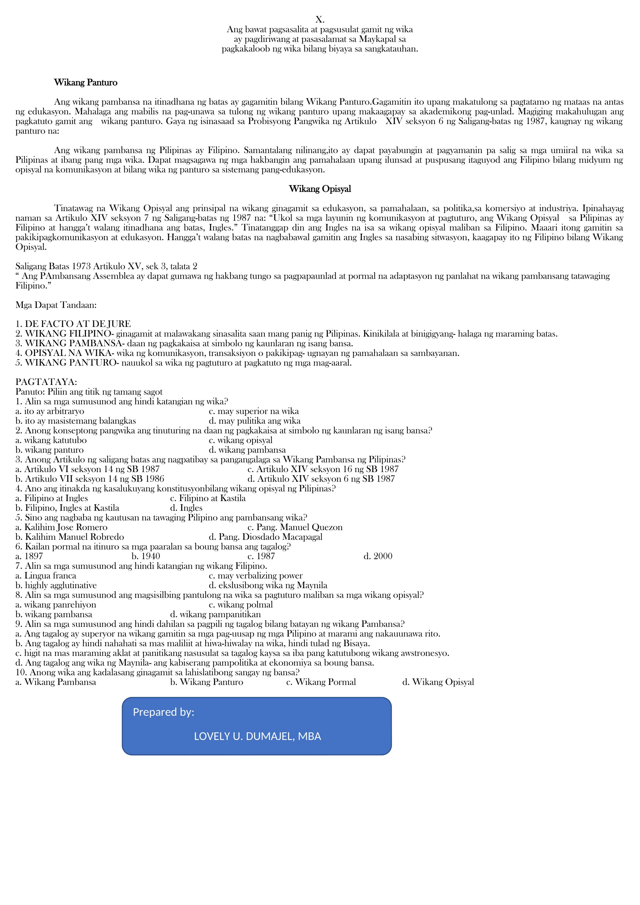 KOMUNIKASYON-wikang Pambansa, opisyal, panturo | DOCX