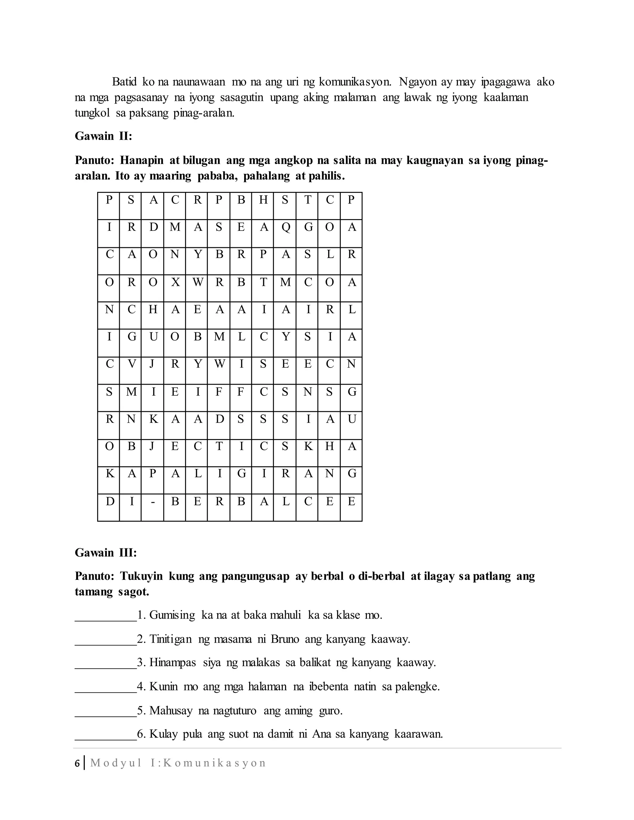 Komunikasyon modyul | DOCX