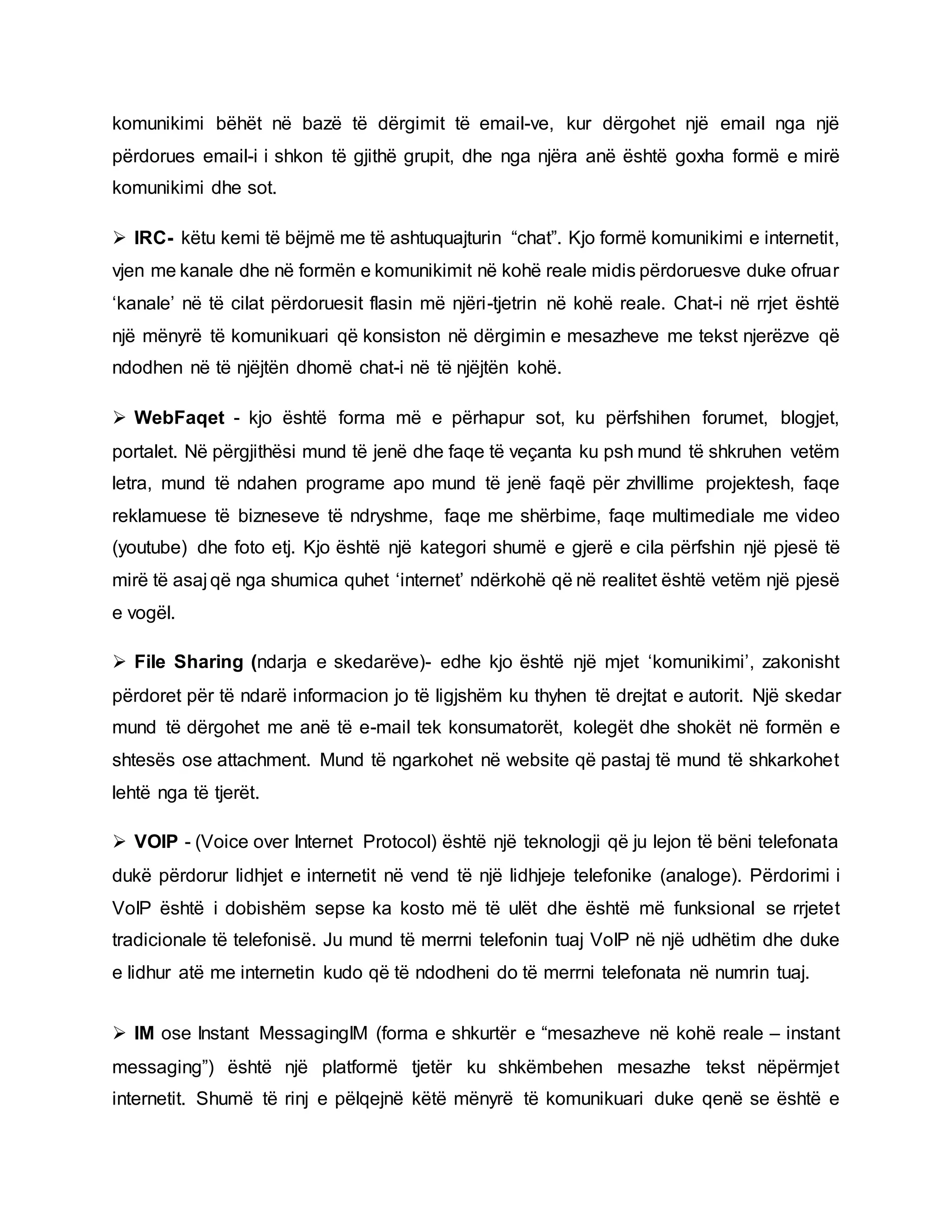 Komunikimi Në formën e Web-it | DOCX