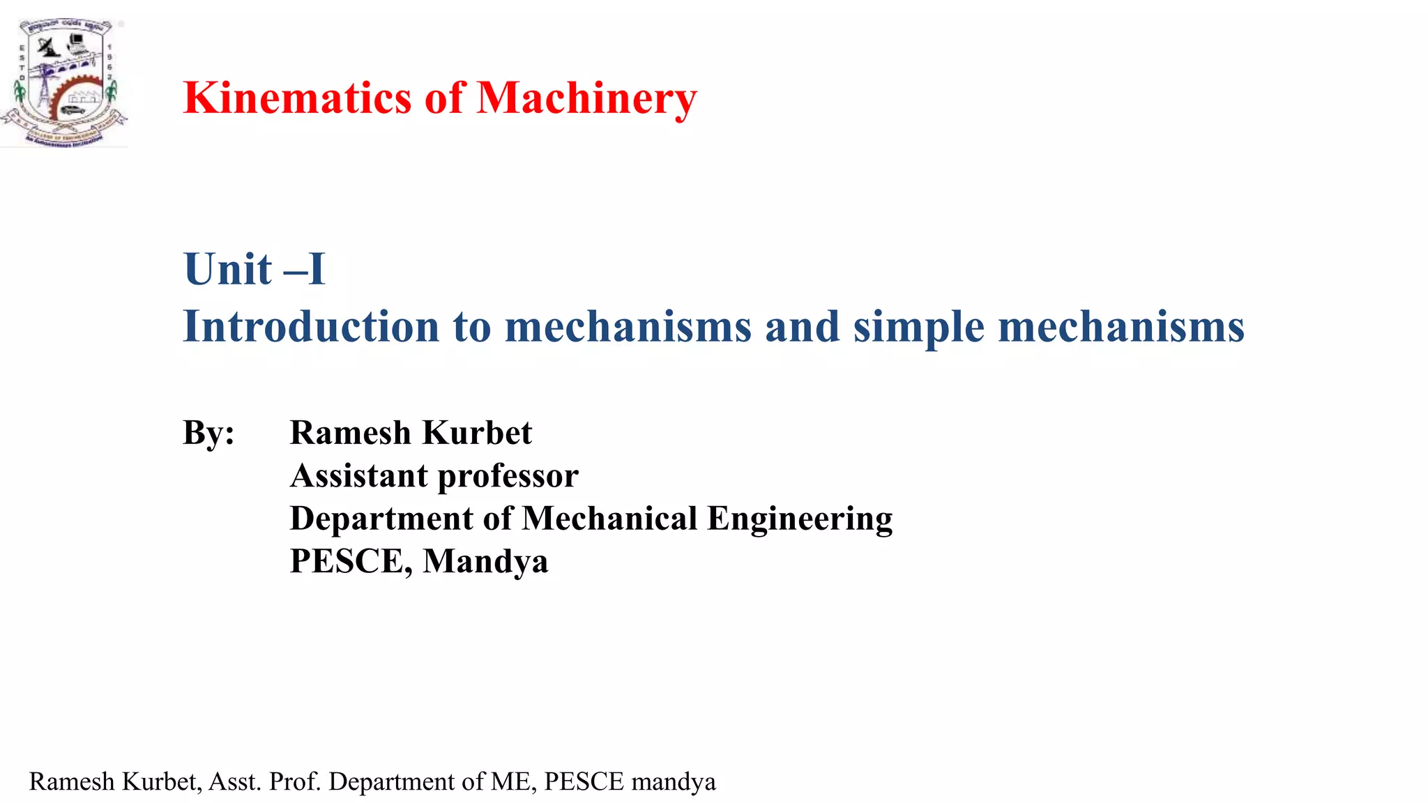 Kinematics of Machinery | PPTX