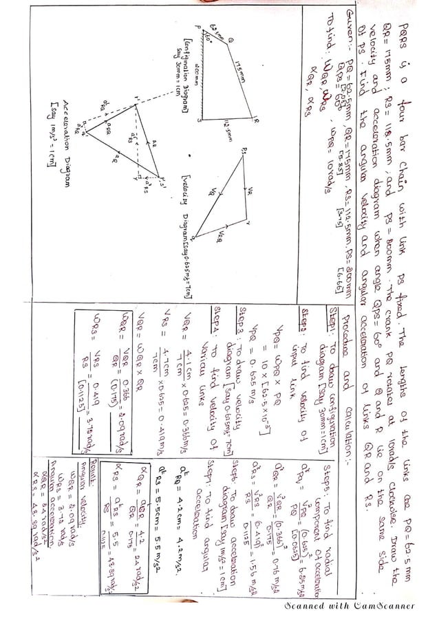 KINEMATIC VELOCITY OF SIMPLE MECHANISMS-FOUR BAR & SINGLE SLIDER | PDF