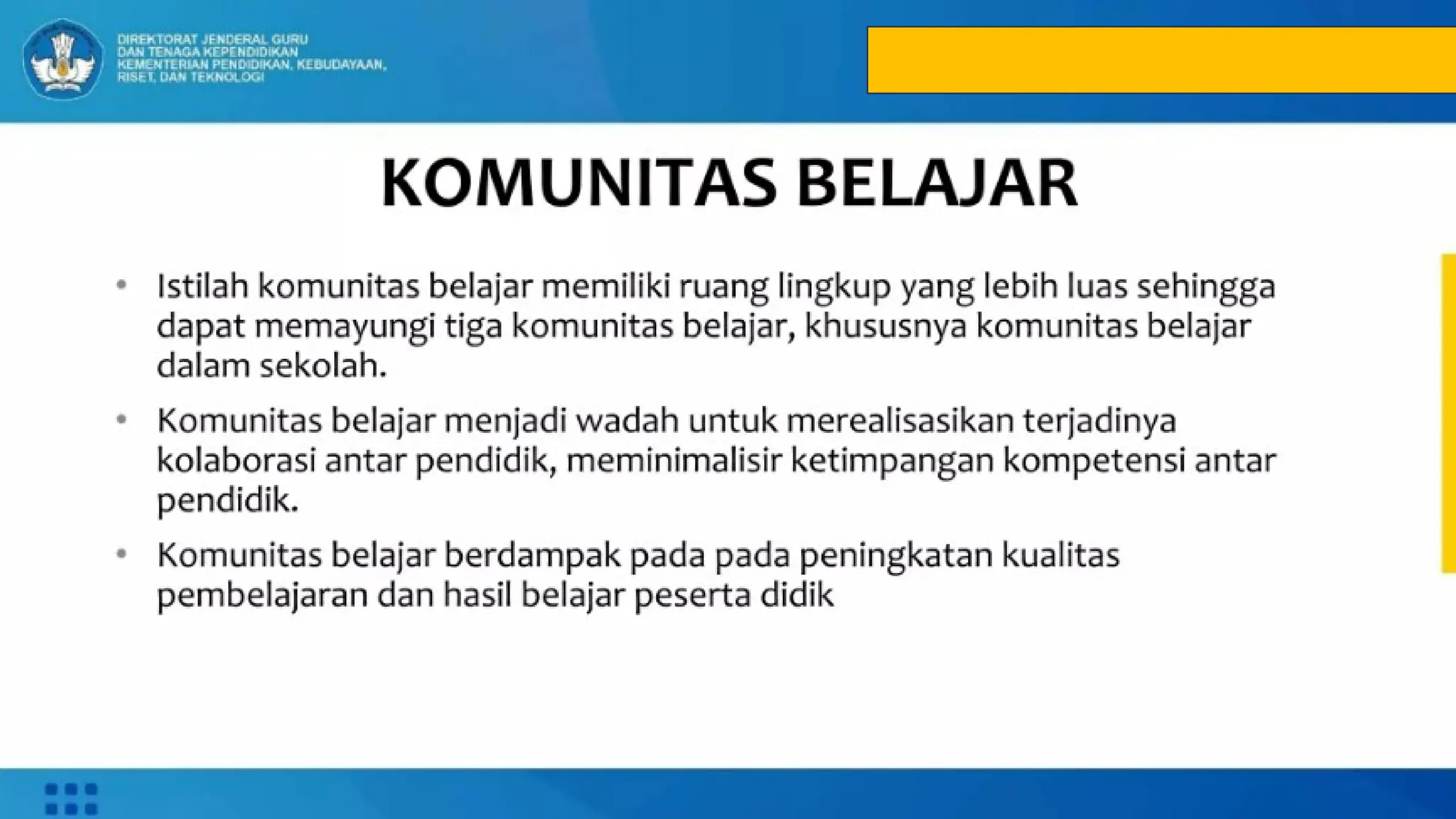 komunitas belajar di dalam satuan pendidikan | PPT