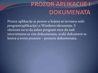 Koncept prozora i njihova podela | PPTX