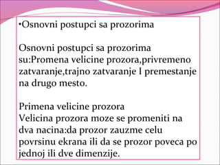 Koncept prozora i njihova podela1 | PPT