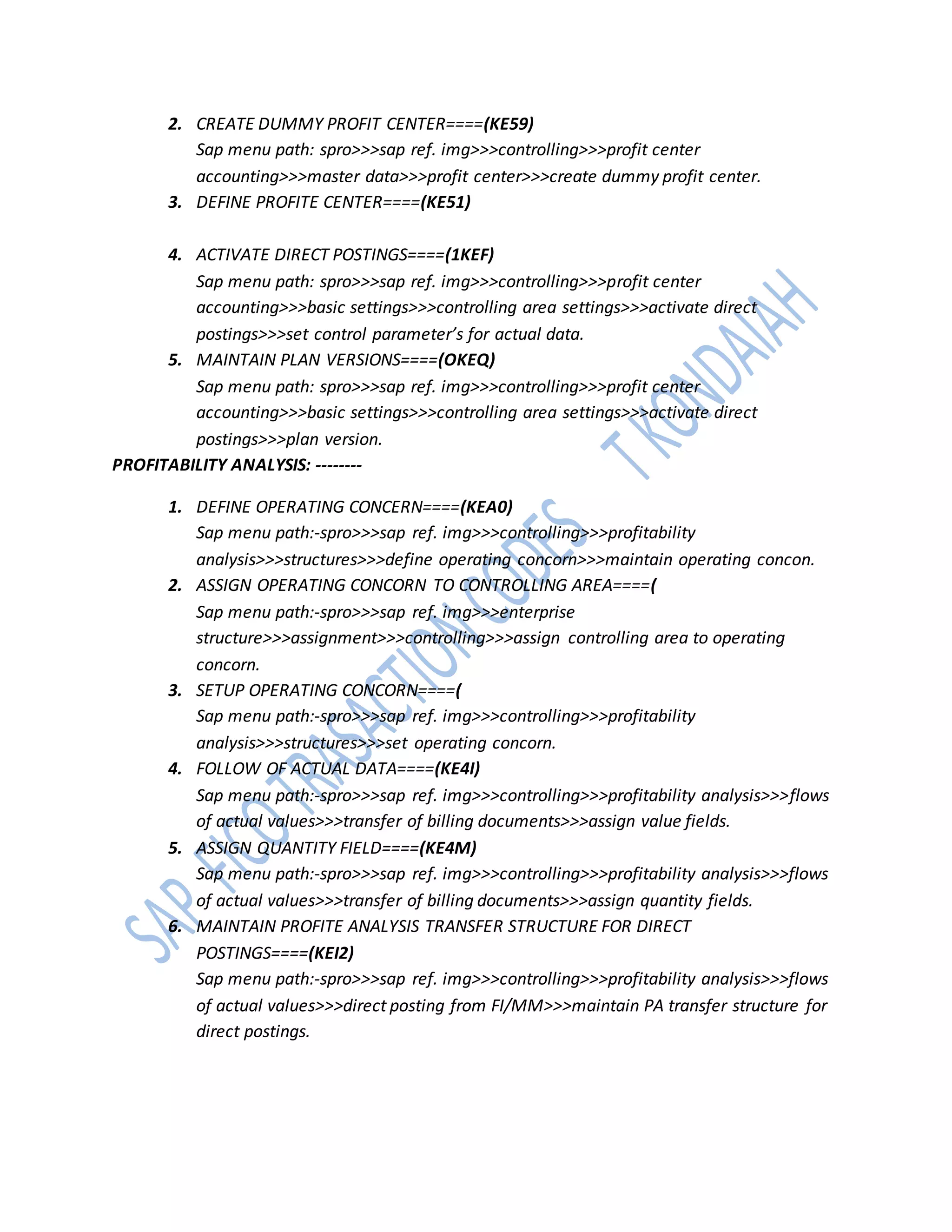 SAP FICO T CODES T KONDAIAH | DOCX