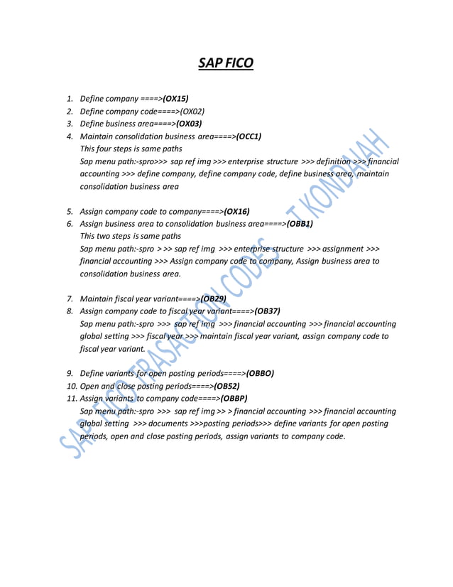 SAP FICO T CODES T KONDAIAH | PDF