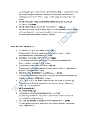 SAP FICO T CODES T KONDAIAH | DOCX