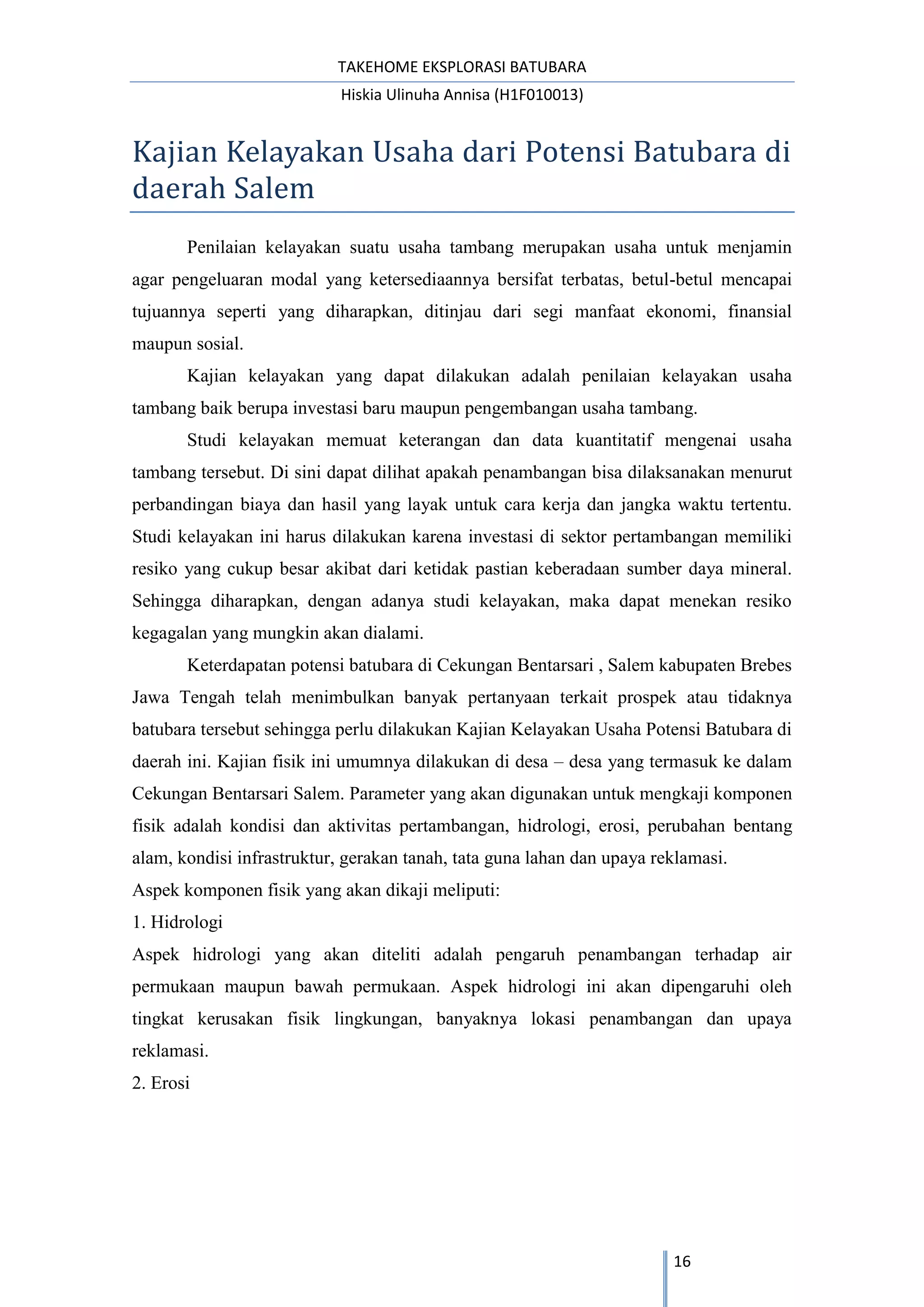 Kondisi geologi regional daerah salem | DOCX