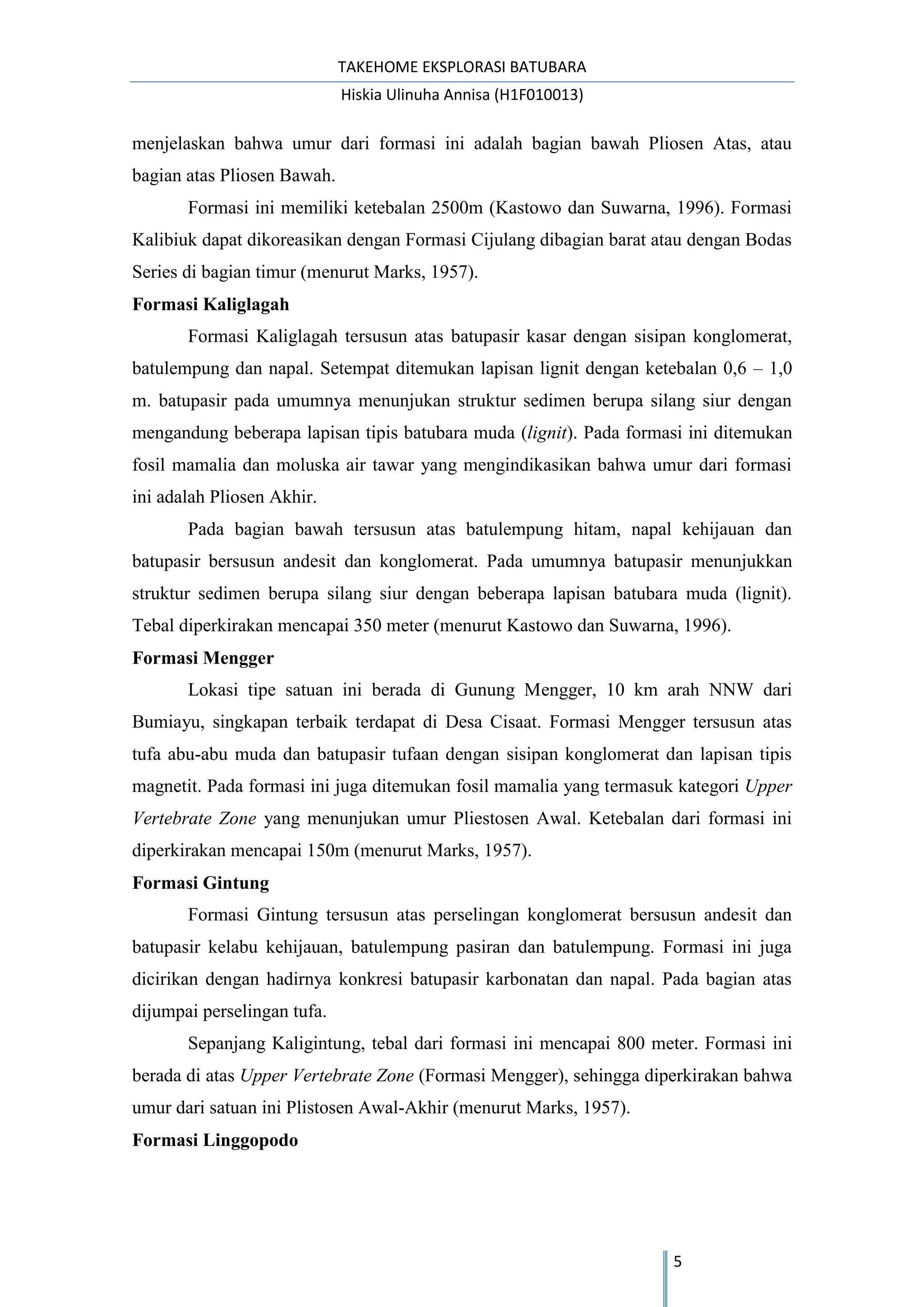 Kondisi geologi regional daerah salem | DOCX