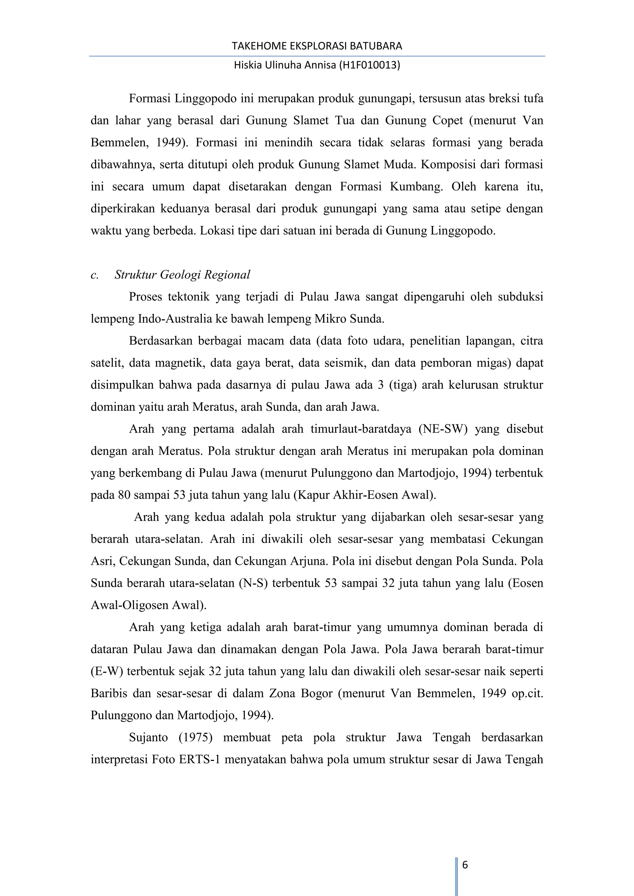 Kondisi geologi regional daerah salem | DOCX